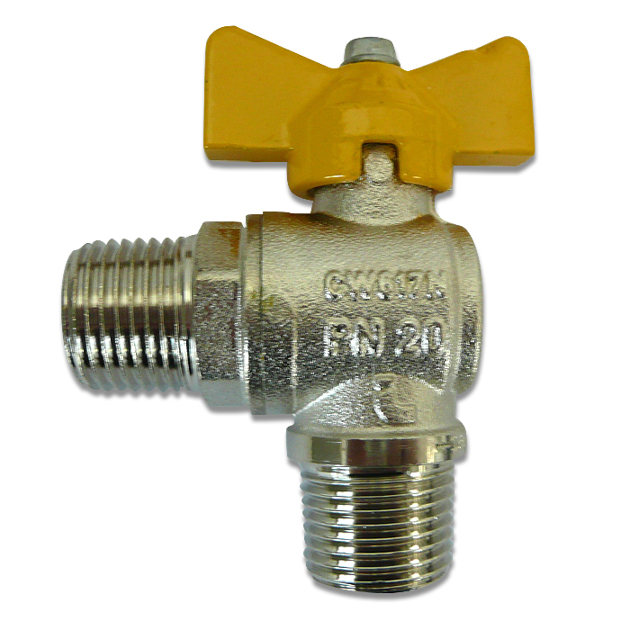 Gas Tee Handle Angle Ball Valve 1/2" M/M - The Gas Shop
