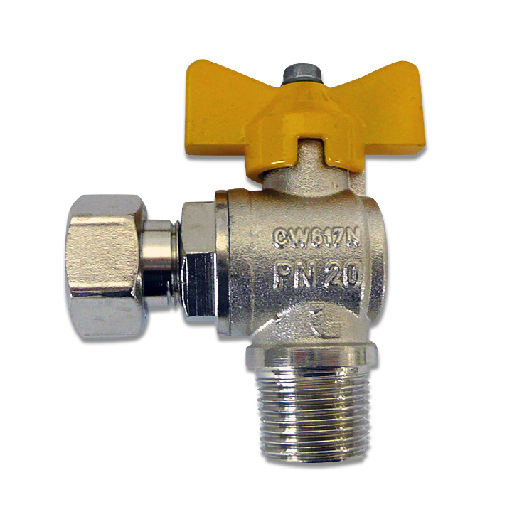 Gas Tee Handle Angle Ball Valve 1/2" M/F - The Gas Shop